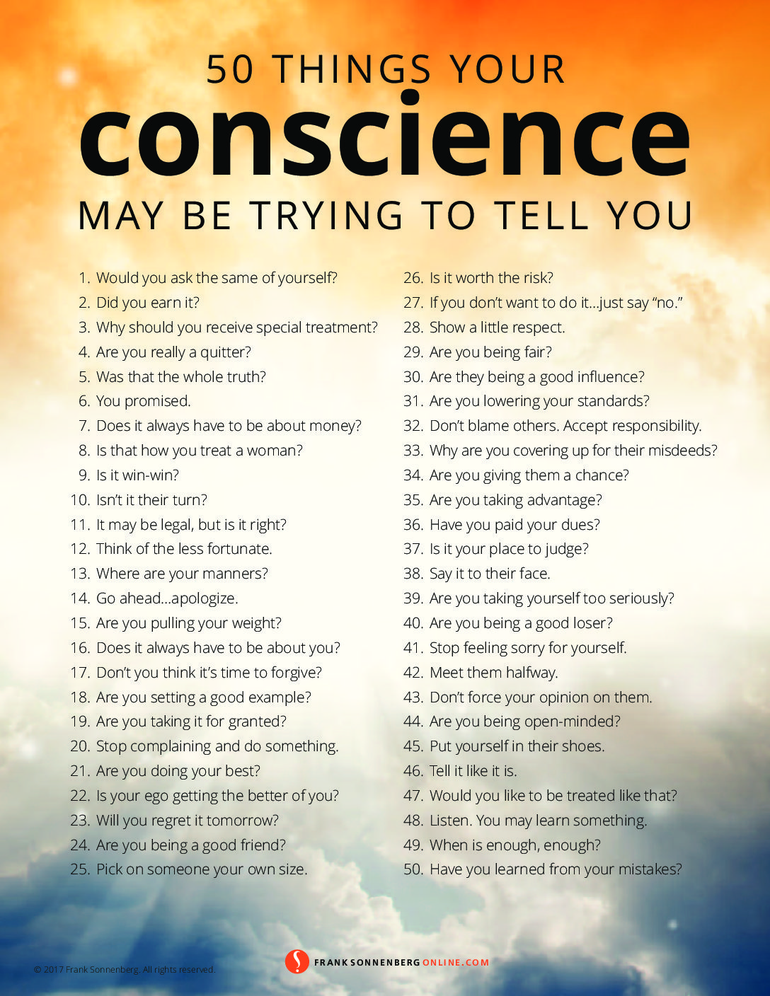 50 Things Your Conscience May Be Trying To Tell You